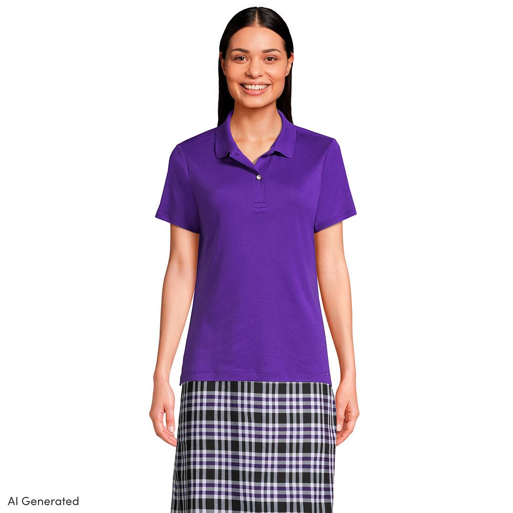 Women's Lands' End School Uniform Short Sleeve Interlock Polo Shirt