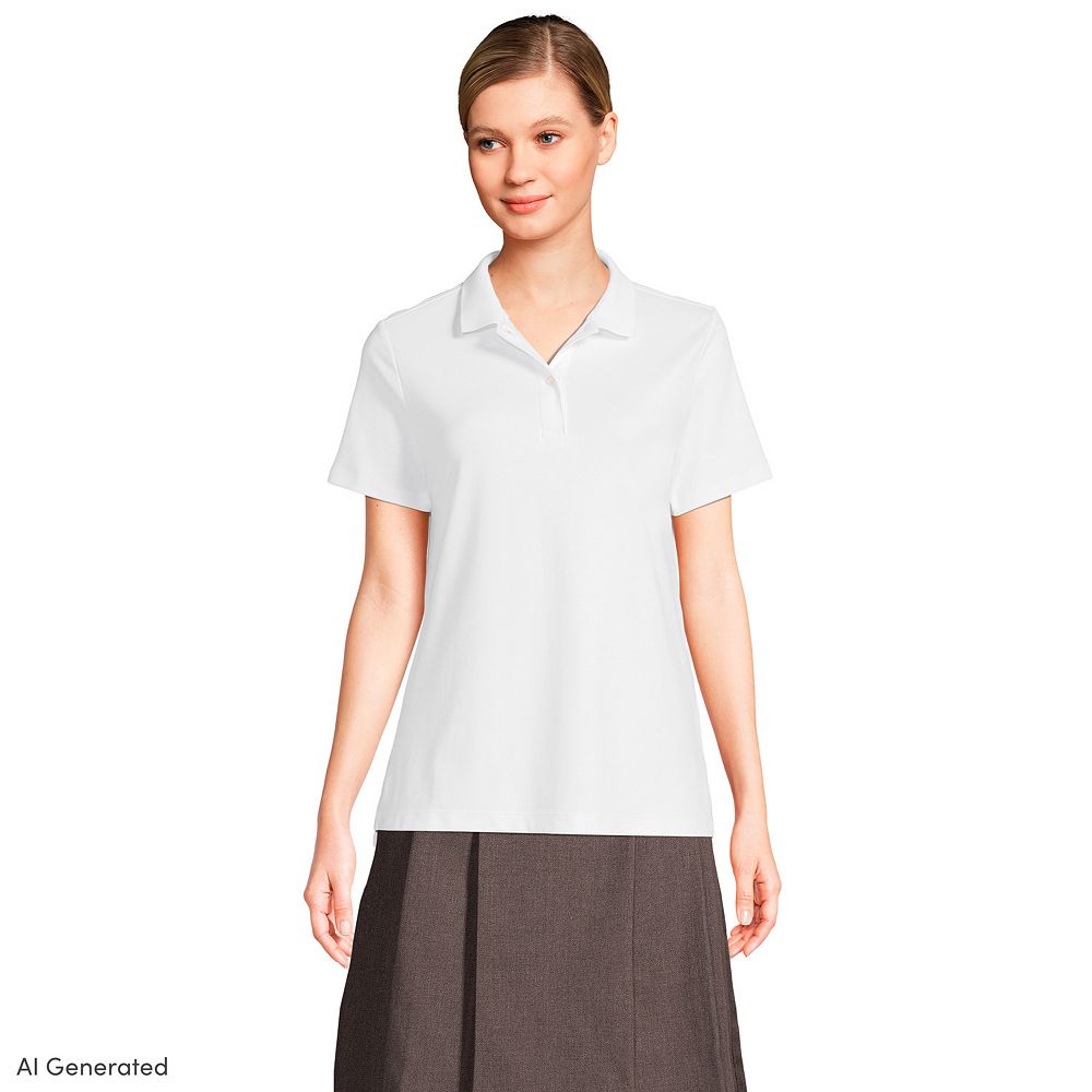 Women's Lands' End School Uniform Short Sleeve Interlock Polo Shirt