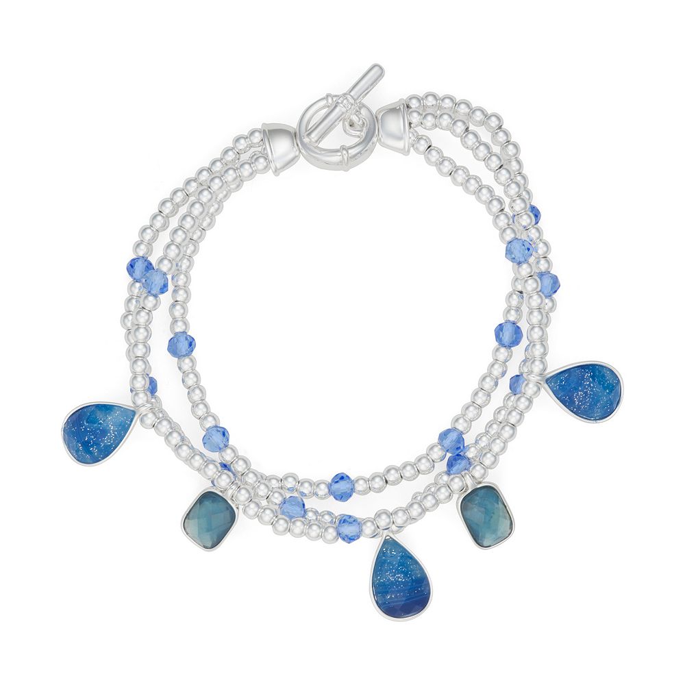Napier Color Story Blue Simulated Stone Multistrand Stretch Bracelet