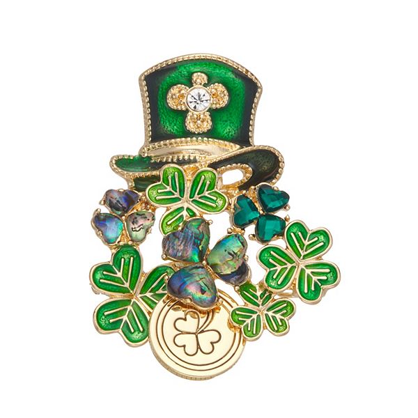 Napier Pin Into Winter Hat & Clovers Pin