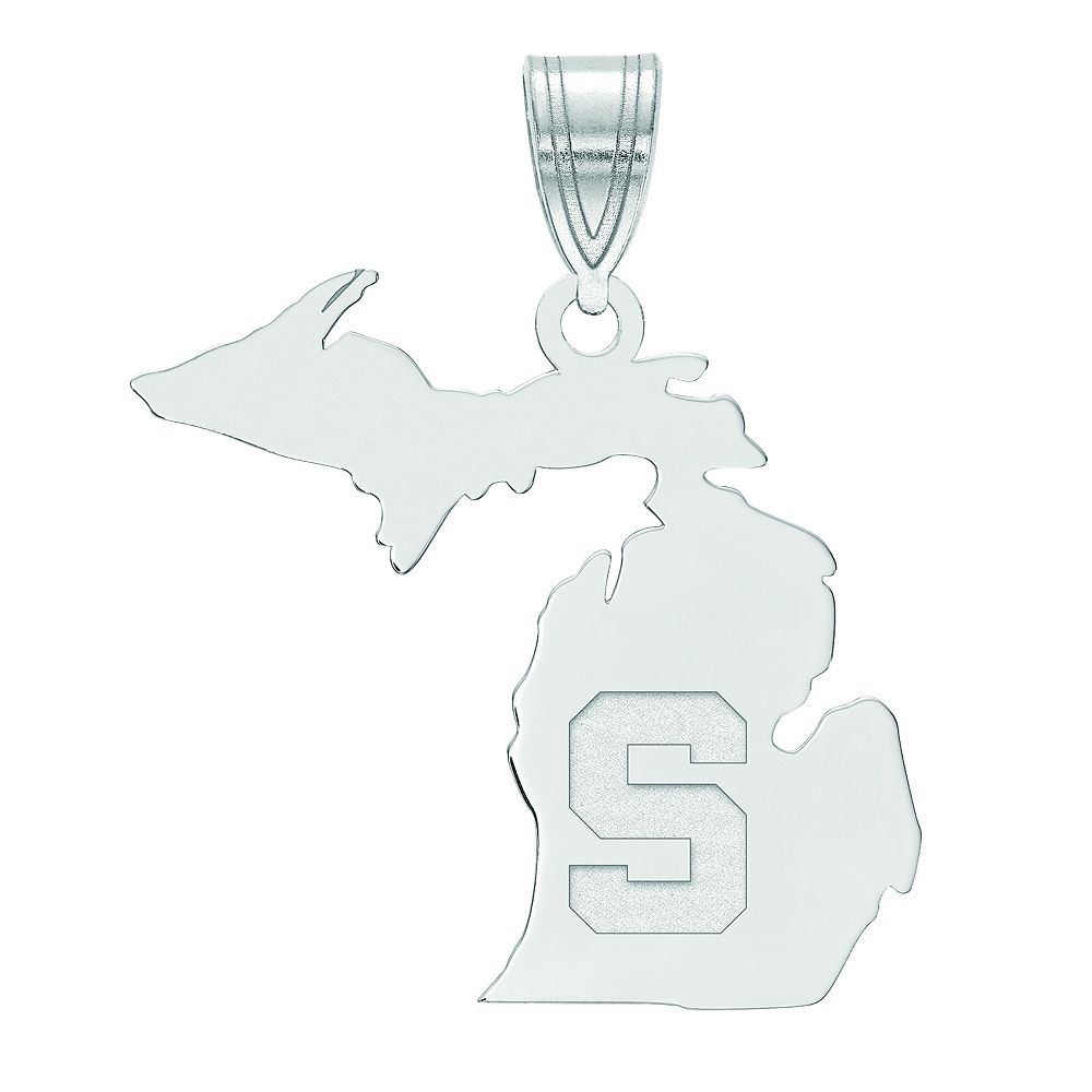 LogoArt Sterling Silver Michigan State University State Pendant