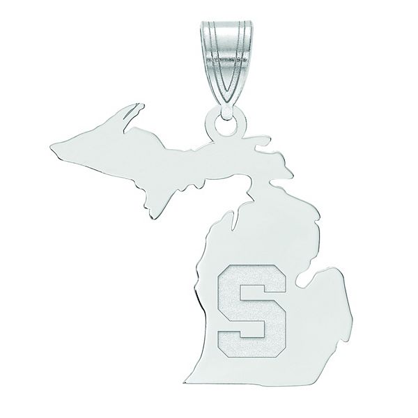 LogoArt Sterling Silver Michigan State University State Pendant