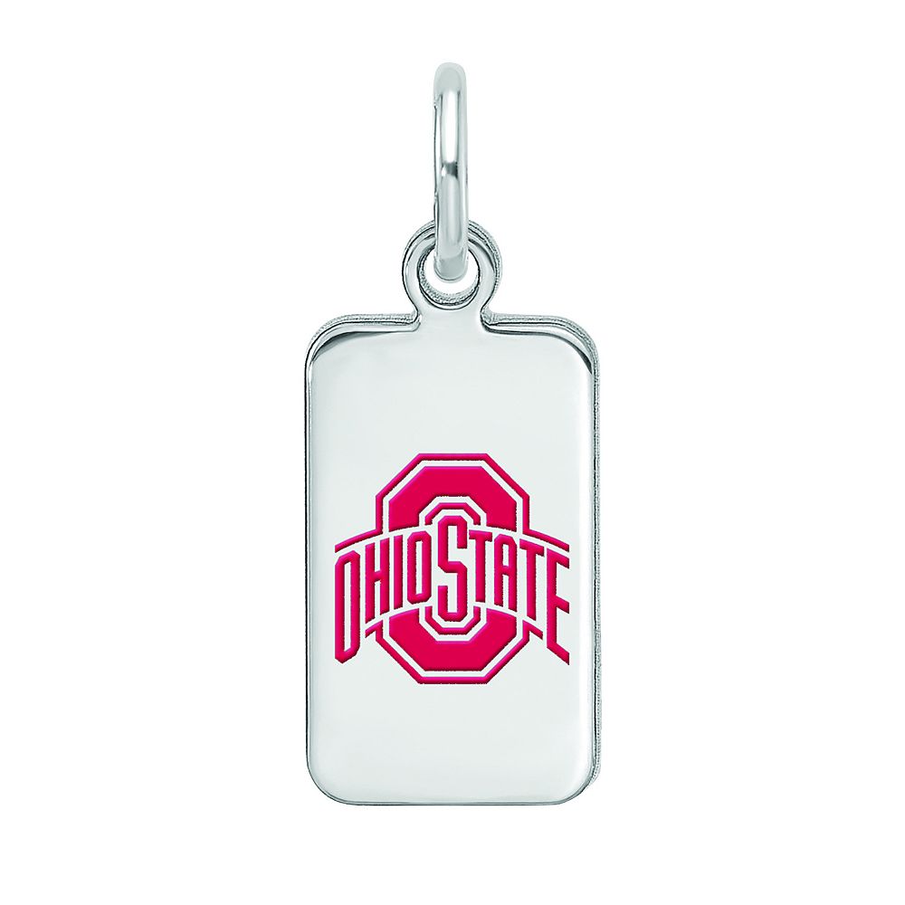 LogoArt Sterling Silver Ohio State Enamel Tag Pendant