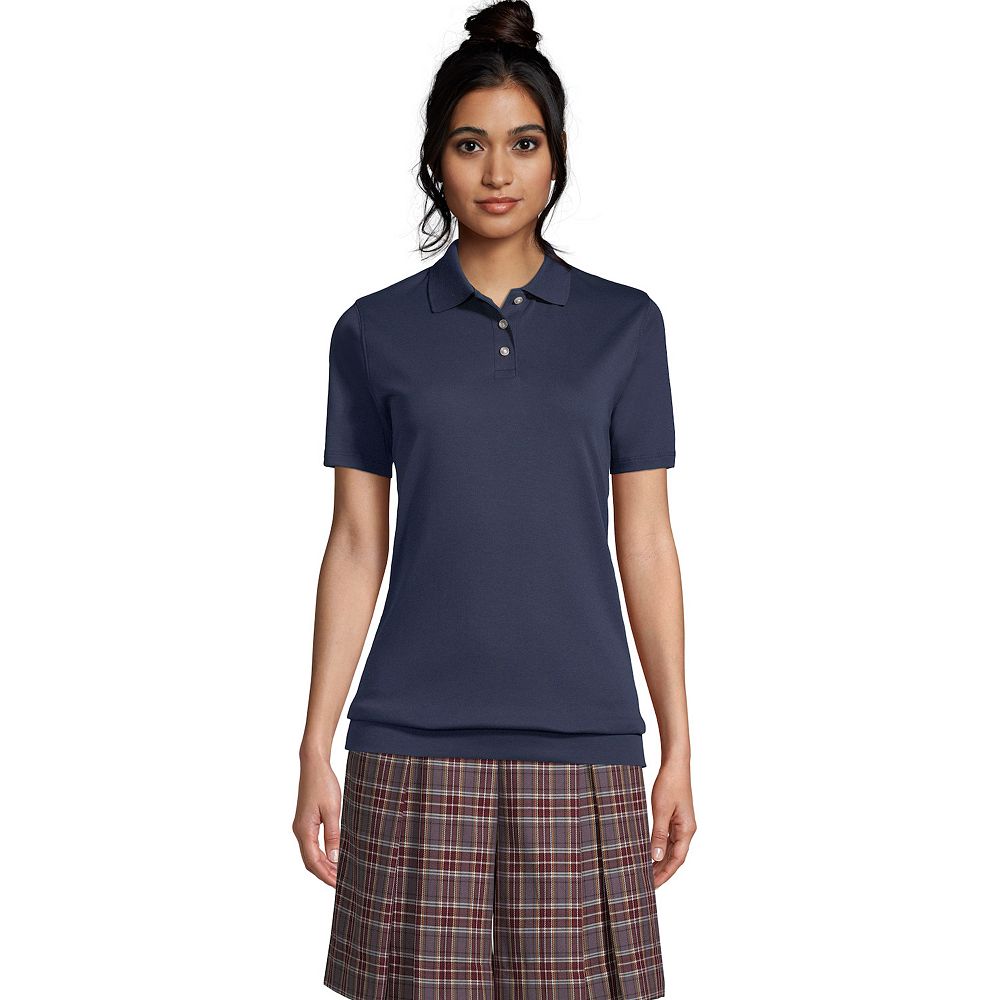 Women's Lands' End Short Sleeve Banded Bottom Polo Shirt