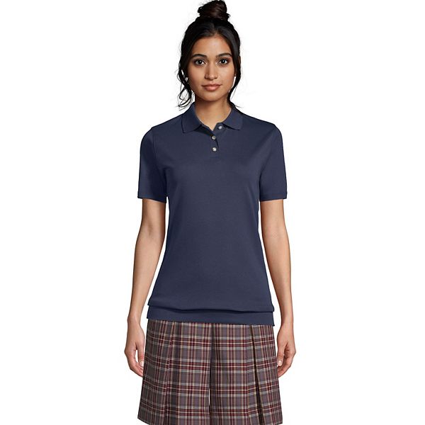 Women's Lands' End Short Sleeve Banded Bottom Polo Shirt