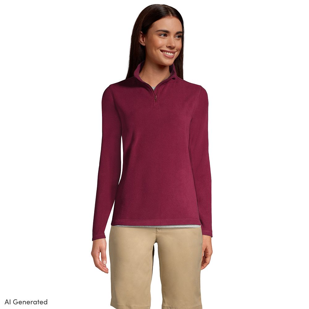 Women's Lands' End Lightweight Fleece Quarter Zip Pullover