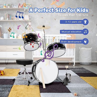 5 Pieces Junior Drum Set with 5 Drums