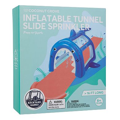 Coconut Grove Inflatable Tunnel Slide Sprinkler - Finn the Shark