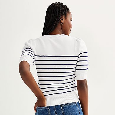 Women's Draper James Button Shoulder Elbow Sleeve Pullover Sweater