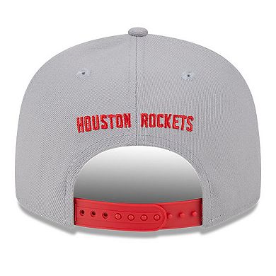 Men's New Era Gray Houston Rockets Chenille Band 9FIFTY Snapback Hat