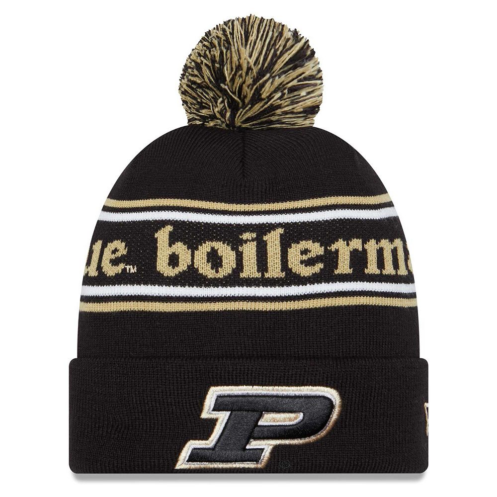 Men's New Era Black Purdue Boilermakers Marquee Cuffed Knit Hat with Pom