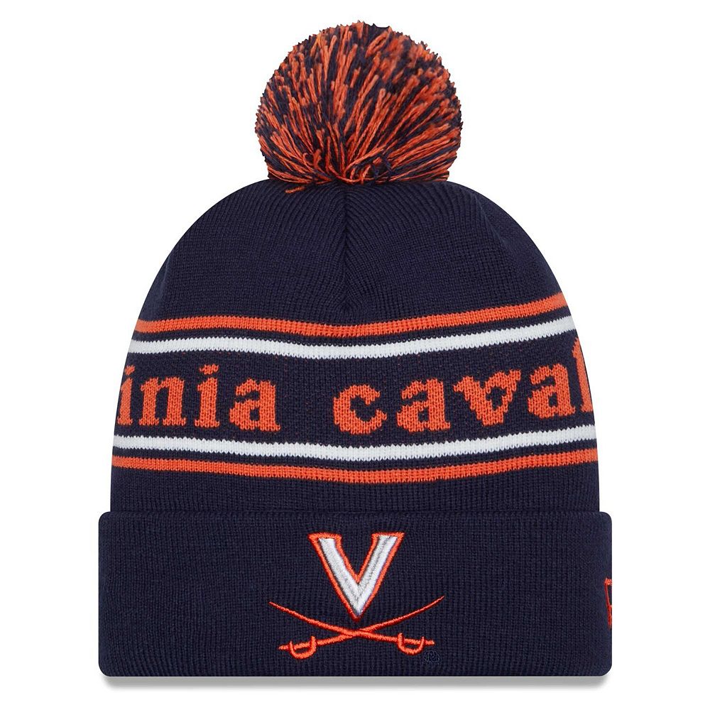 Men's New Era Navy Virginia Cavaliers MarqueeÂ Cuffed Knit Hat with Pom
