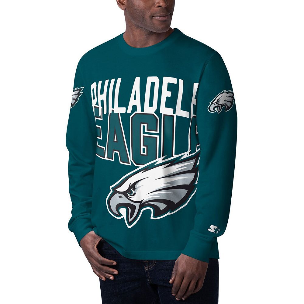Men's Starter Midnight Green Philadelphia Eagles Clutch Hit Long Sleeve ...