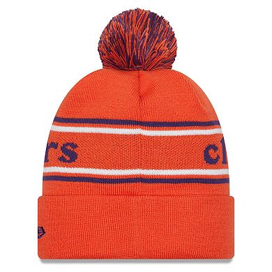 Men's New Era Orange Clemson Tigers Marquee Cuffed Knit Hat with Pom