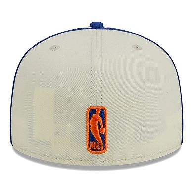 Men's New Era Cream/Blue New York Knicks Piping 2-Tone 59FIFTY Fitted Hat