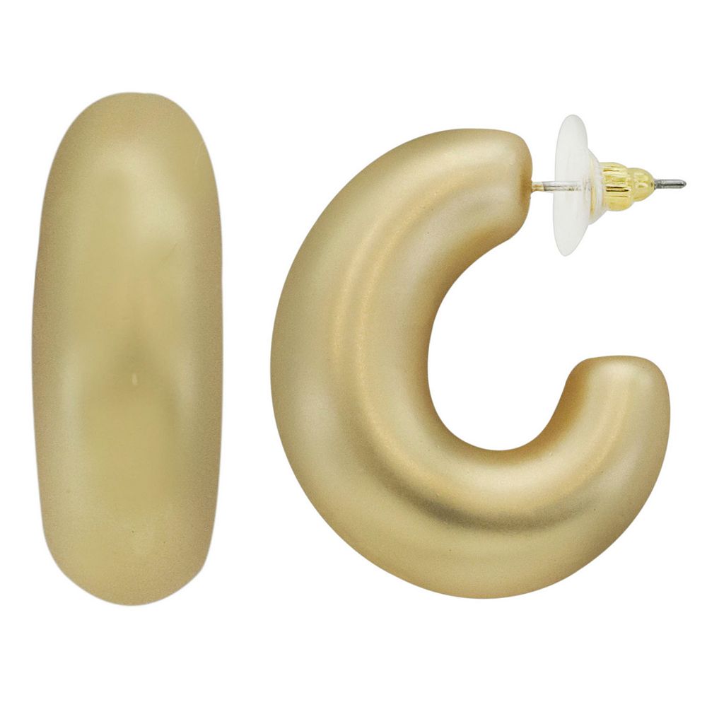 PANNEE BY PANACEA Gold Tone Brushed Chunky C-Hoop Earrings