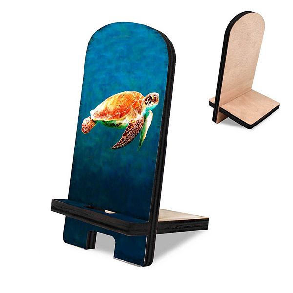 The Turtle Coastal Cell Phone Stand Wood Mobile Holder Organizer