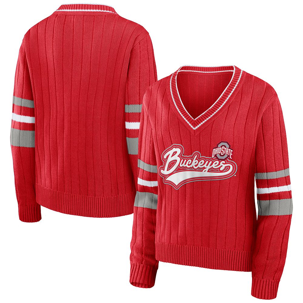 Women's NCAA Ohio State Buckeyes Script V-Neck Pullover Sweater