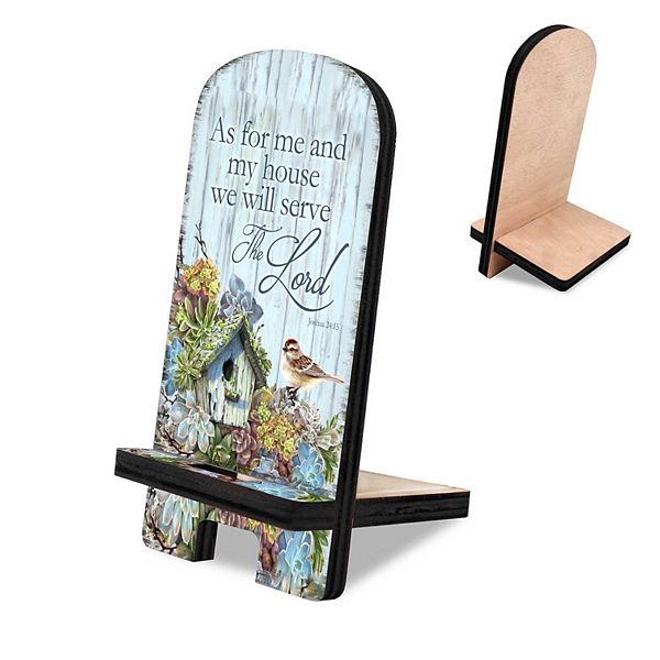 Serve the Lord Cell Phone Stand Inspirational Decor Wood Mobile Holder ...