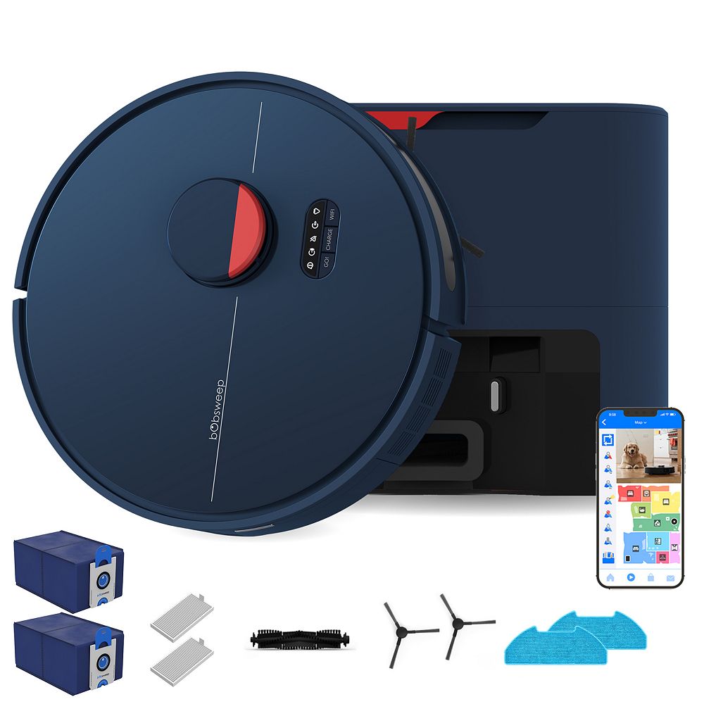 bObsweep Dustin Wi-Fi Connected Self-Emptying Robot Vacuum and Mop