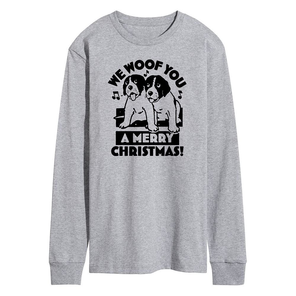 Men's We Woof You Merry Christmas Long Sleeve Graphic Tee