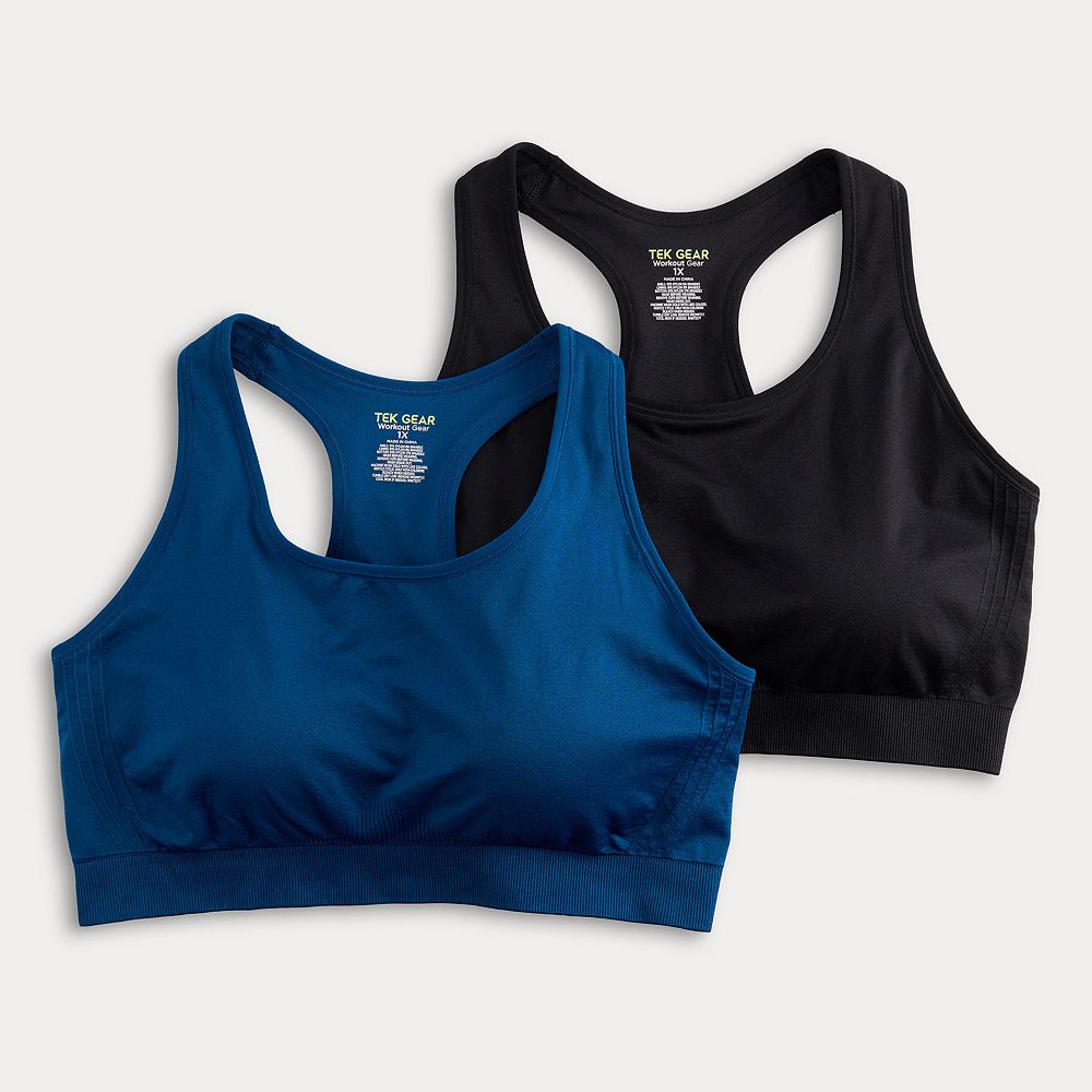 Plus Size Tek Gear® 2-Pack Seamless Racerback Light Support Sports Bra
