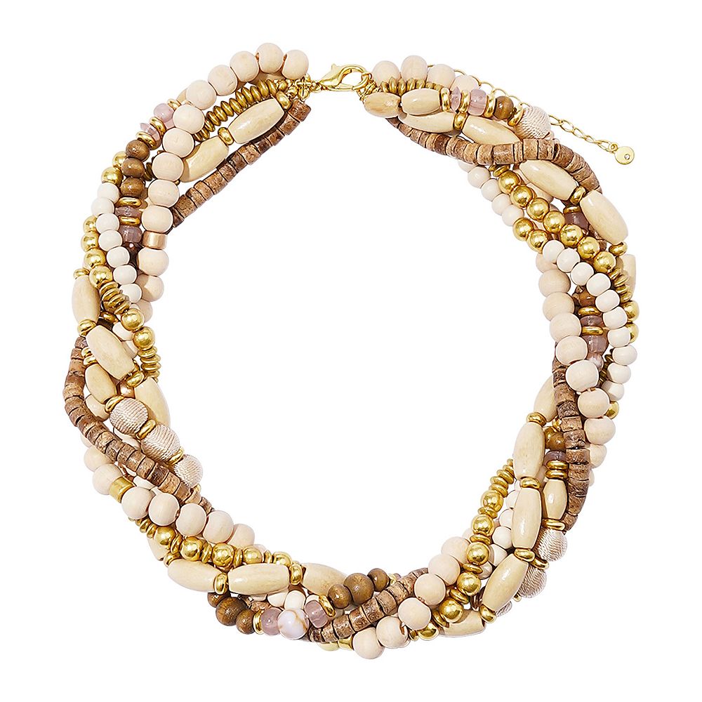 Sonoma Goods For Life® Gold Tone Natural Wood Beaded Multi-Strand Necklace