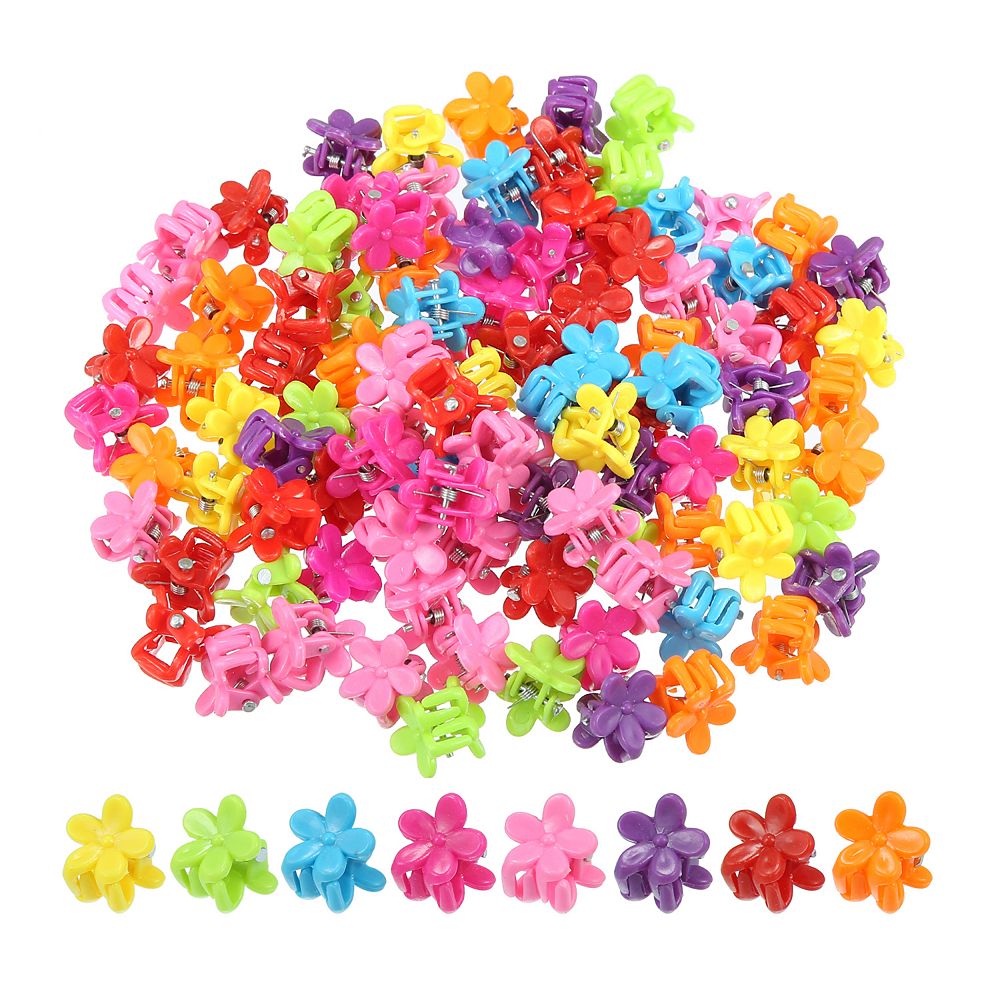 100pcs Mini Hair Claw Hair Clips Set for Girls Flower Pattern Hair ...