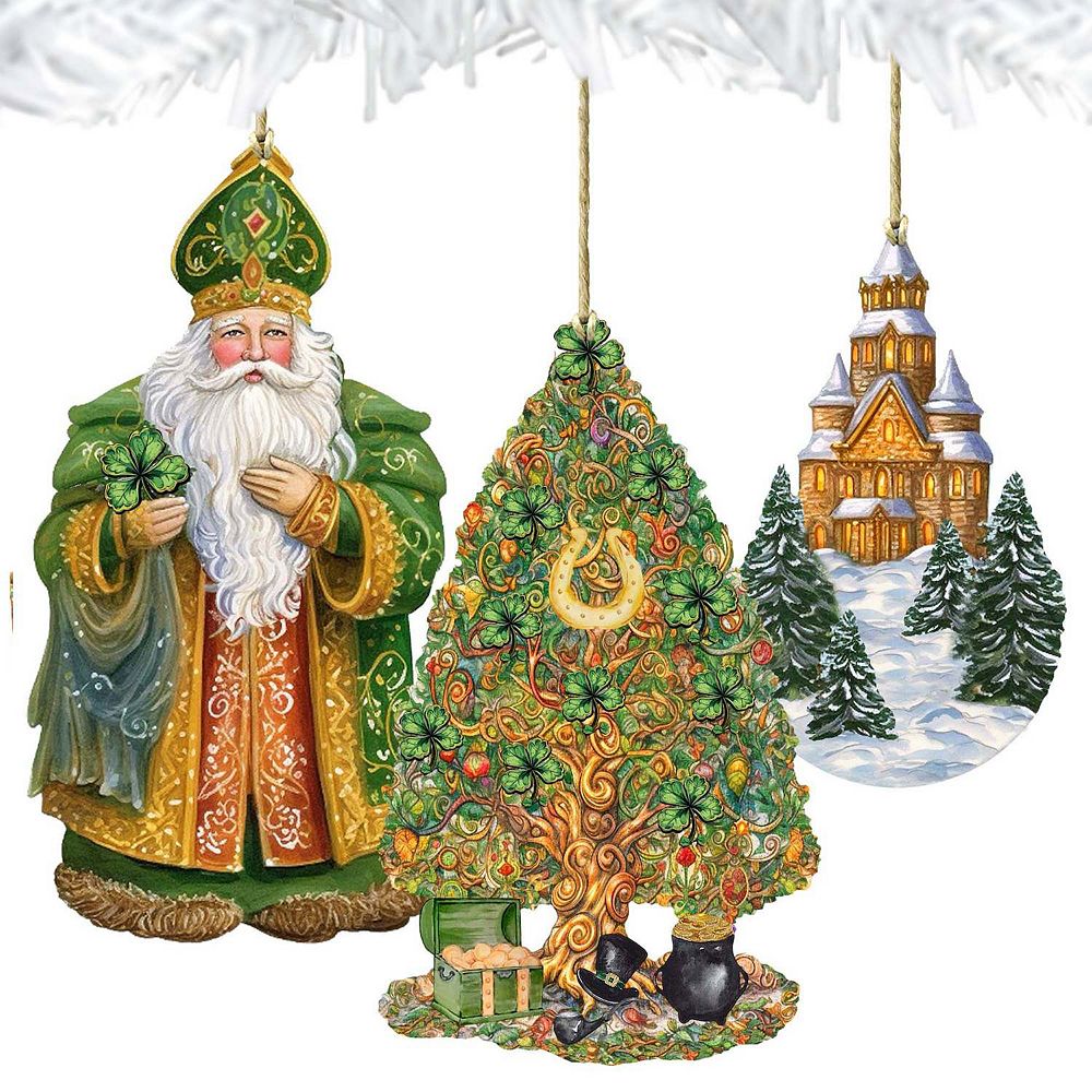 Santa Around The World - Irish Santa - Christmas Wooden Ornaments Set ...
