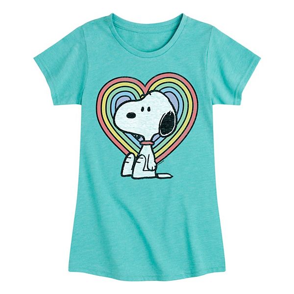 Girls Peanuts Snoopy Pastel Heart Graphic Tee