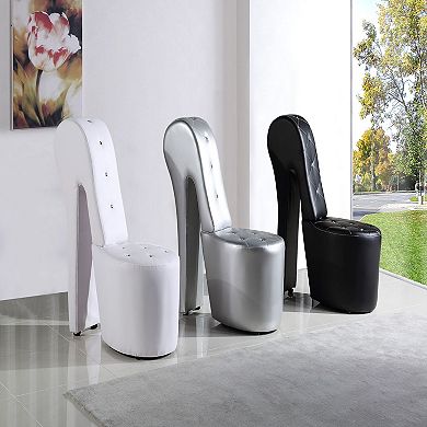 Best Master Furniture Jackson White Faux Leather High Heel Shoe Chair