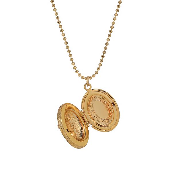 Symbols Of Faith Crystal Oval Cross Locket Pendant Necklace