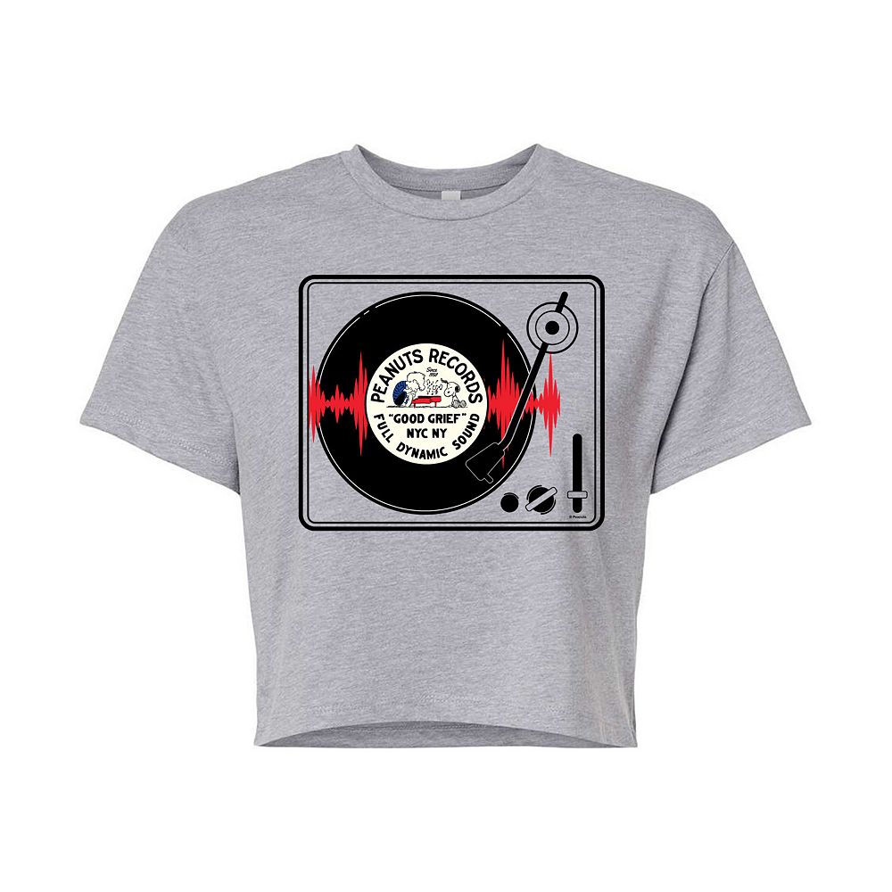 Juniors' Peanuts Vinyl Cropped Tee