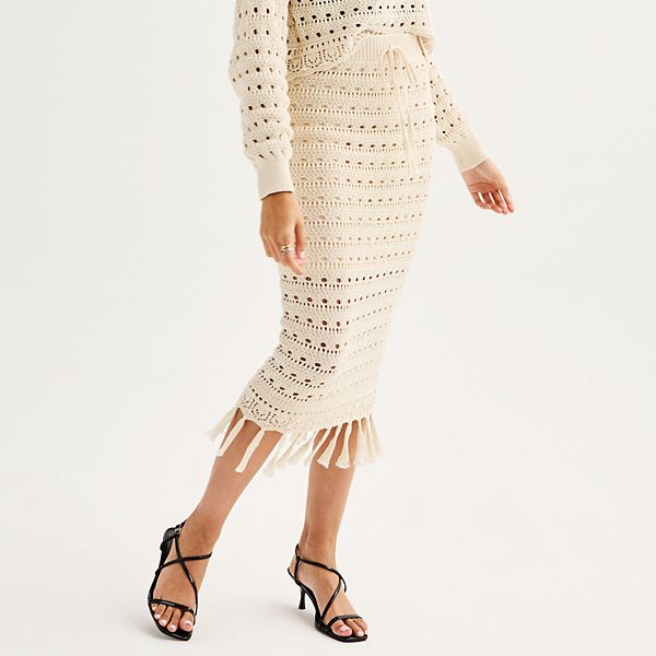 Juniors' SO® Crochet Midi Skirt