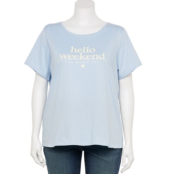 Women's Plus Size "Hello Weekend" Graphic Tee