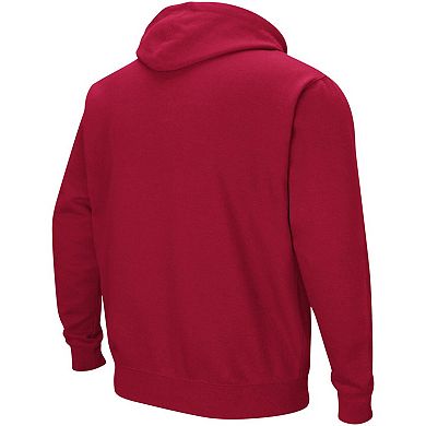 Men's Colosseum Crimson Washington State Cougars Arch & Logo 3.0 Pullover Hoodie