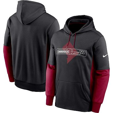 Men's Nike Black Washington Commanders Color Block Fleece Performance Pullover Hoodie