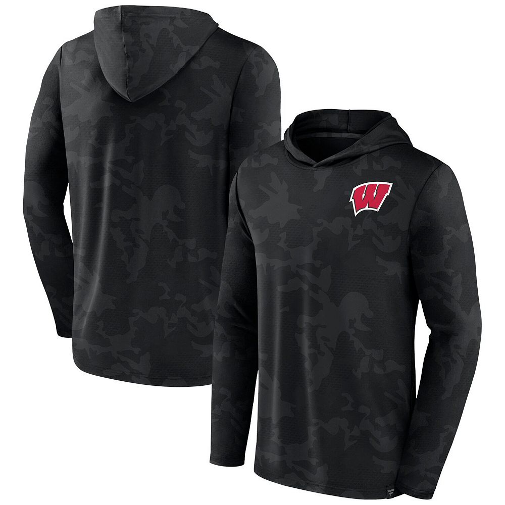 Men's Fanatics Branded Black Wisconsin Badgers Camo Hoodie Long Sleeve ...