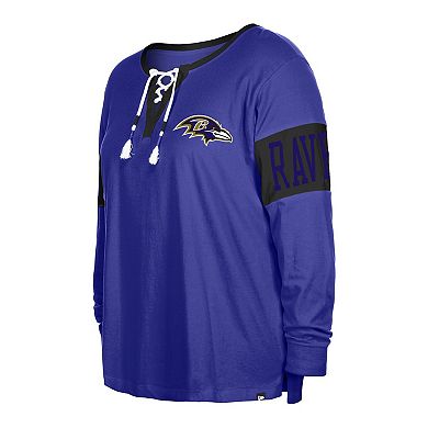 Women's New Era Purple Baltimore Ravens Plus Size Lace-Up Notch Neck ...