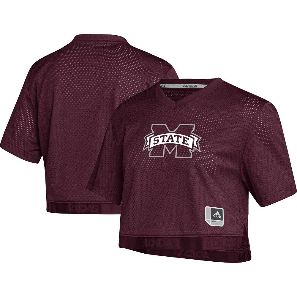 Women's adidas Red Mississippi State Bulldogs Primegreen V-Neck Cropped ...