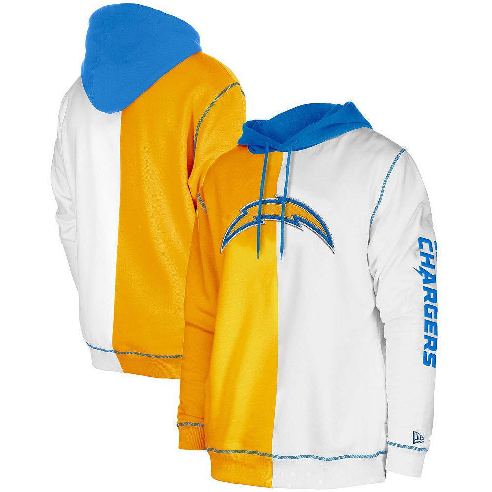 Men's New Era Gold/White Los Angeles Chargers Third Down Split Raglan ...