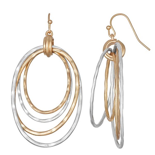 Sonoma Goods For Life® Two-Tone Open Oval Drop Earrings