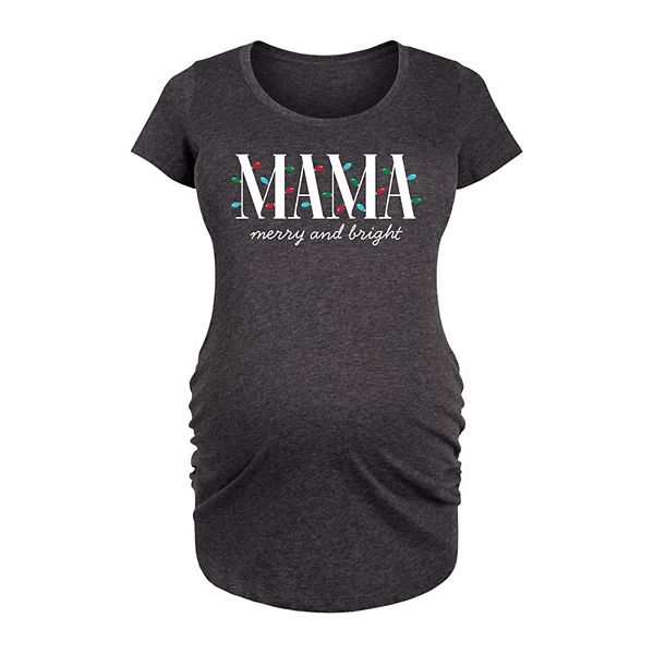 Maternity Mama Christmas Lights Graphic Tee