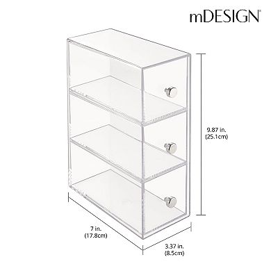 mDesign Plastic Stackable Desktop Storage Tower for Office, 3 Drawers ...