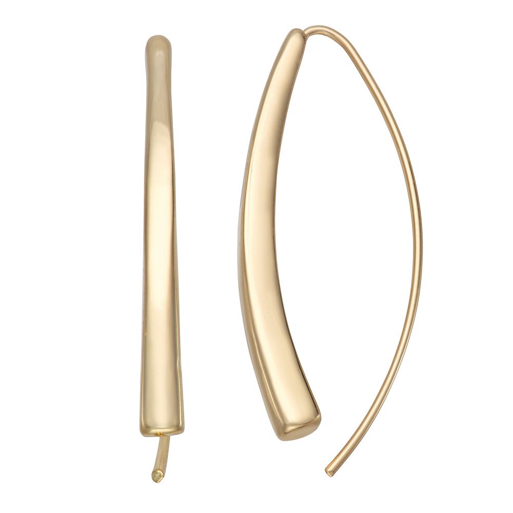 Nine West Gold Tone Sleek Threader Earrings