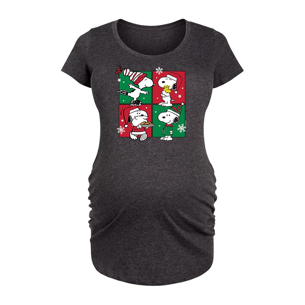 Maternity Peanuts Snoopy Christmas Grid Graphic Tee