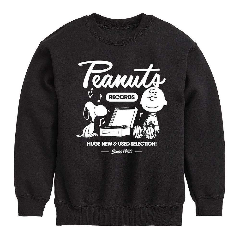 Boys 8-20 Peanuts Records Snoopy & Charlie Brown Crew Fleece Sweatshirt