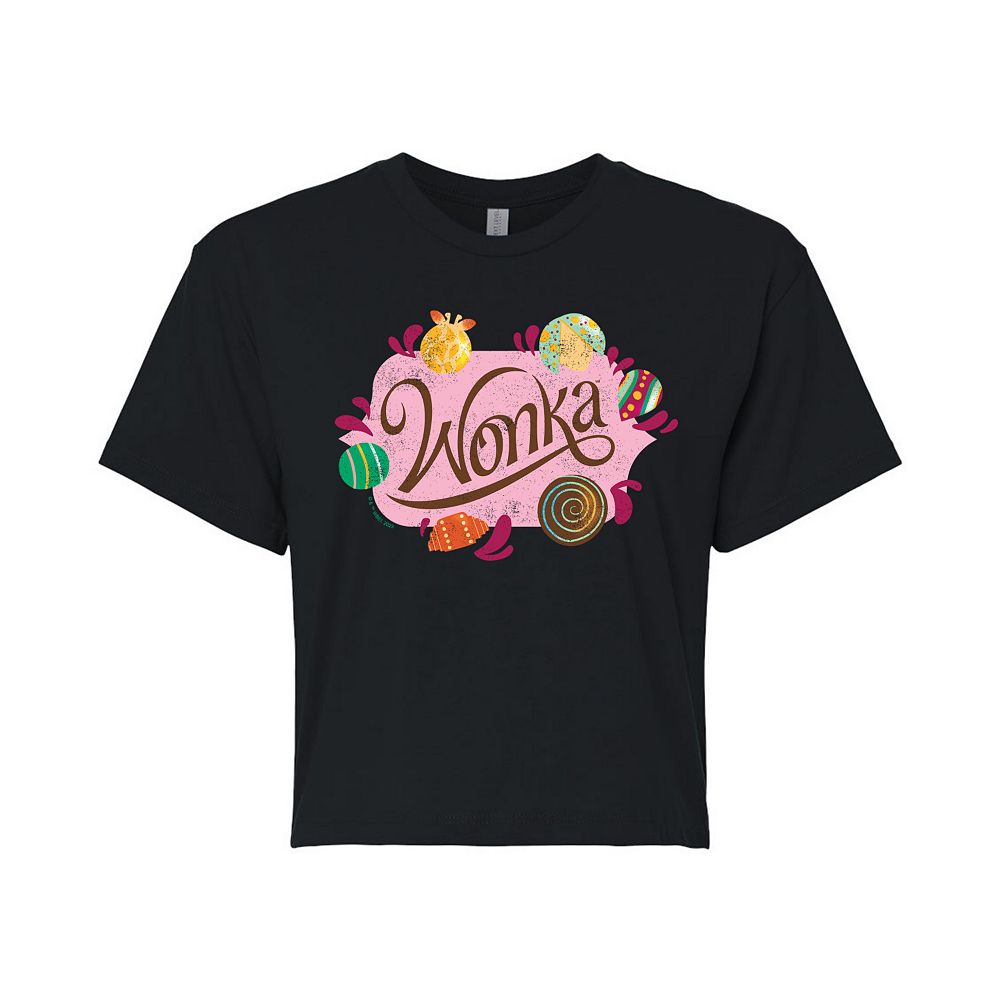 Juniors' Wonka Candy Cropped Tee
