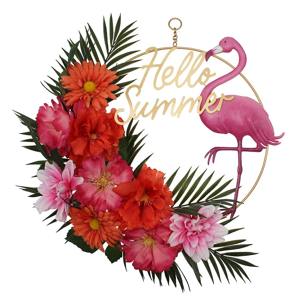 Celebrate Together™ Summer Botanical Flamingo Hello Summer Wreath
