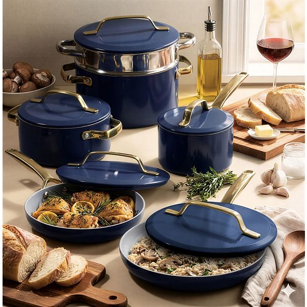Gotham Steel Modern Cookware 11-pc. Ceramic Coating Nonstick Cookware Set